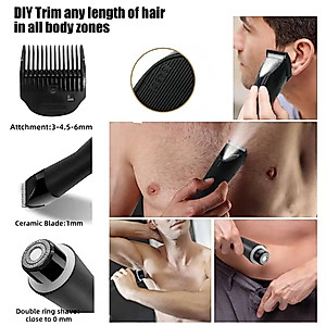 lifefav Electric Body Hair Trimmer, Personal Groomer for Men - Dual-Sided Body Hair Trimmer with LED Light Indicator, Waterproof Men's Groin Hair Shaving Kit, Wet/Dry Hair Remover