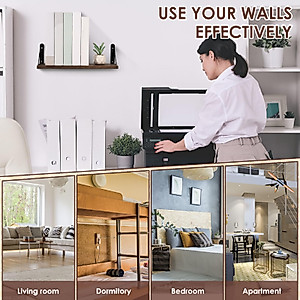 XYDHQS 2Pcs Floating Shelves for Wall, Picture Ledge Shelf, 2 Assembly Options, Wall Mount Wood Wall Shelves for Decor Storage for Bedroom, Living Room, Bathroom and Office Storage (Brown)