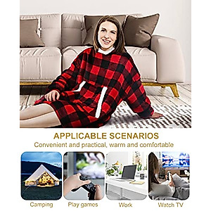 Oversized Wearable Blanket Hoodie, Sherpa Fleece Hoodie Blanket Sweatshirt with Pockets for Adult Women Men,One Size Fits All