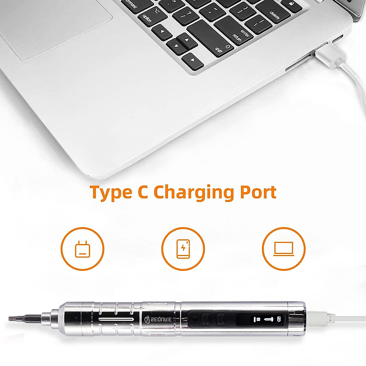 SEQURE ES126 Electric Screwdriver Portable Cordless Screwdriver Set with 25 Magnetic Bits, OLED & LED, Motion Control, 4 Gears Torque Rechargeable Electronic Repair Tool Set for PC Watch Camera