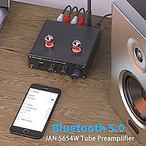 Fosi Audio Box X3 5654W Tube Phono Preamp Turntable Preamplifier for MM Phonograph Bluetooth 5.0 Mini Stereo Hi-Fi Pre-Amplifier for Home Audio Record Player Sound System