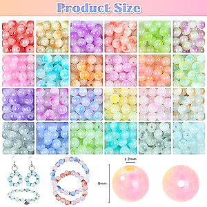 Acerich 700Pcs Glass Beads for Jewelry Making, 24 Color 8mm Glass Crystal Beads Friendship Bracelets Making Kit for DIY Earrings Necklaces Rings