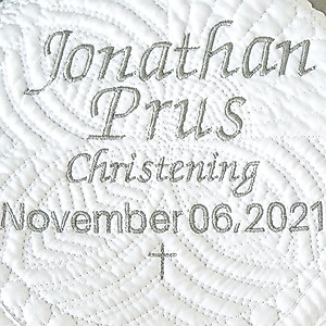 Personalized Baby Baptism Blanket Quilt Gift Girl Boy Name Date Monogrammed Christening