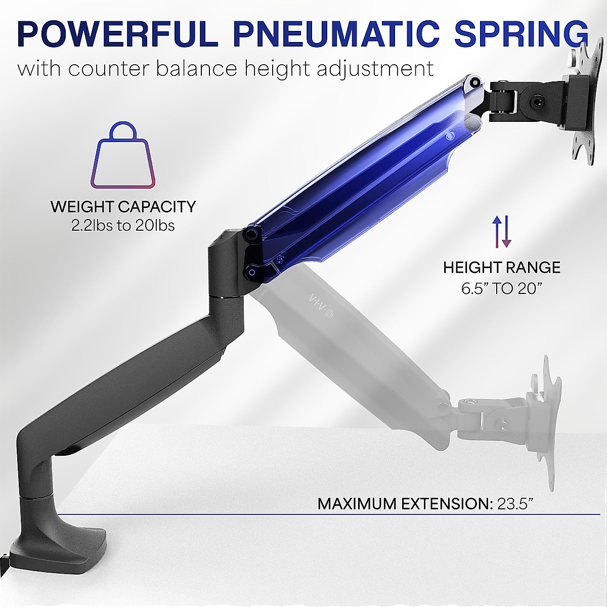 VIVO Premium Aluminum Height Adjustable Single Monitor Articulating Desk Mount Stand w/Gas Spring Arm Fits up to 32" Screen (STAND-V001Q)