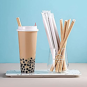 ALINK 50 Striped Paper Boba Straws + 50 Wrapped Paper Boba Straws