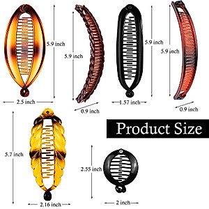 12 Pieces Banana Hair Clips Hair Comb Clips Plastic Classic Ponytail Banana hair holder for Women Girls, 6 styles (Classic)