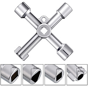 Mudder 11 Pcs Multi Functional Utility Key Kit Plumbers Key 4 Ways Utility Key Triangle Cabinet Spanner Key Socket Keys for Radiators Gas Electric Meter Boxes Faucet and Lock