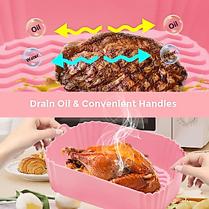 Air Fryer Silicone Pots, 2 Packs Food Grade Reusable Heat Resistant Easy Cleaning Silicone Air Fryer Liner Basket Bowl Accessories for Ninja Foodi Dual DZ201 DZ401 DZ550 8 QT 10 QT Air Fryer