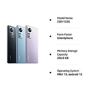 Xiaomi 12 5G + 4G LTE 256GB + 8GB Snapdragon® 8 Gen 1 Global Unlocked 50MP Pro Grade Camera (Not for Verizon Boost At&T Cricket Straight) + (w/Fast Car Charger Bundle) (Blue)