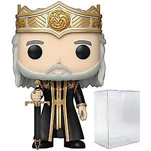POP House of Dragon - Viserys Targaryen Funko Vinyl Figure (Bundled with Compatible Box Protector Case), Multicolored, 3.75 inches