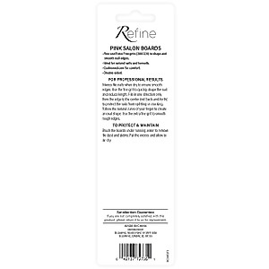 REFINE Pink Salon Boards Cushioned Nail Files, Fine/Extra-Fine 280/320 Grit for Natural Nail Manicure and Pedicure, 6 Count
