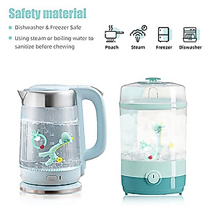 SHARE&CARE BPA Free Silicone Giraffe Baby Teether Toy with Storage Case, for 3 Months Above Infant Sore Gums Pain Relief and Baby Shower, Baby Teething Toys (Light Green)