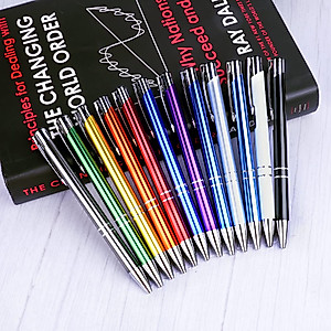 AUAUY Ballpoint Pens, 12 PCS Ballpoint Pens Funny Pen, Retractable Ballpoint Pens, Metal Comfortable Writing Pens 1 mm Black Ink Ballpoint Pens for Colleagues Teachers Adults Students(Mixed Color)