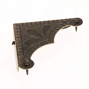 dophee Antique Brass Box Corner Covers, Decorative Corner Protectors Guards Edge Covers for Jewelry Box Chest Table Desk Photo Frame Panal, 1.53"x1.53"x1.97"(12-Pack)