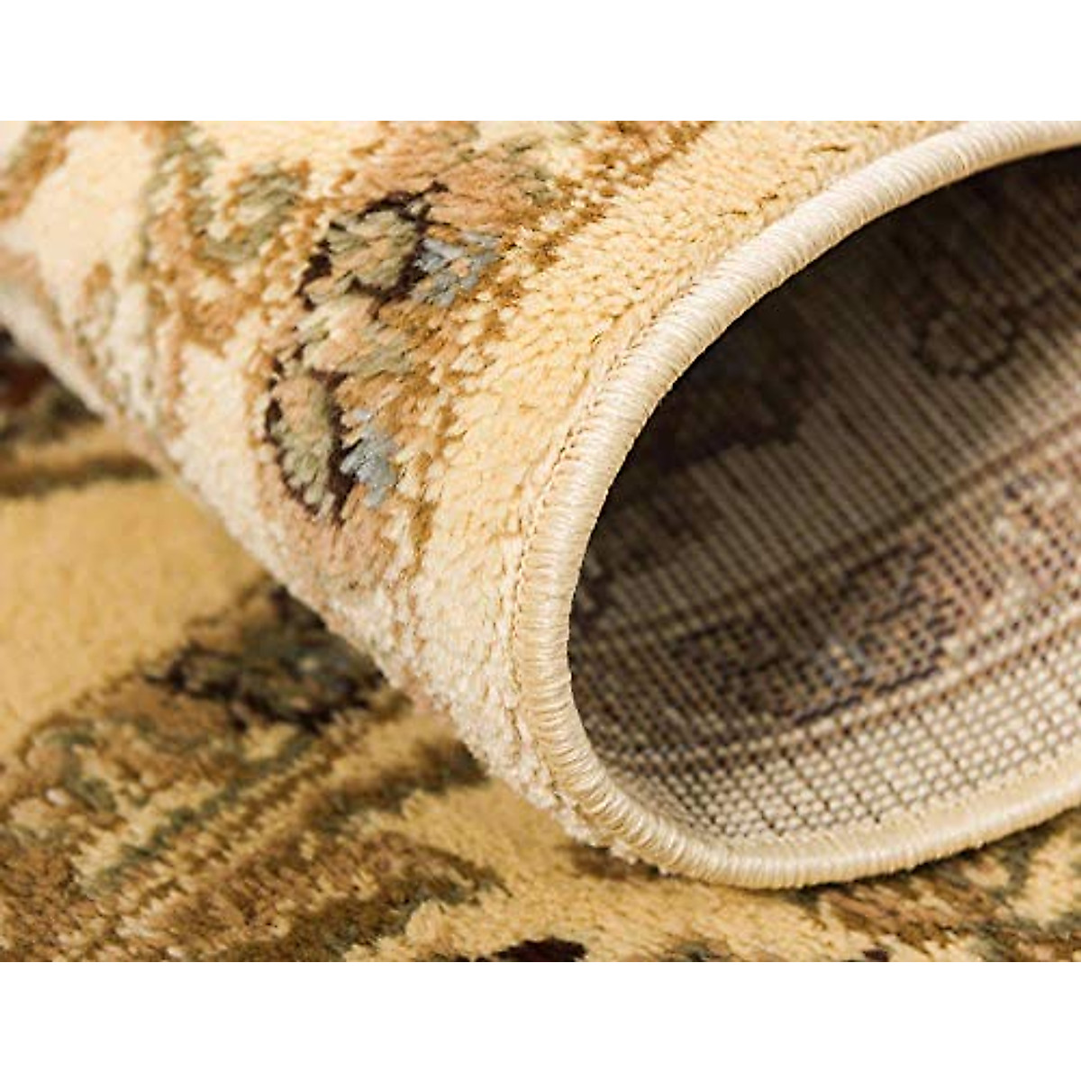 Unique Loom Voyage Collection Traditional Oriental Classic Intricate Design Area Rug, Round 6' 1" x 6' 1", Ivory/Tan