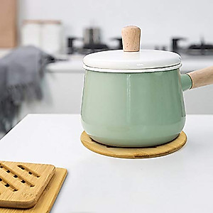 Alfto Hot Pads Trivet,Table Solid Bamboo Wood Trivets for Hot Dishes and Pot with Non-slip Pads Heat Resistant Pads Teapot Trivet 4pcs(Multi Size,2 Square 2 Round)