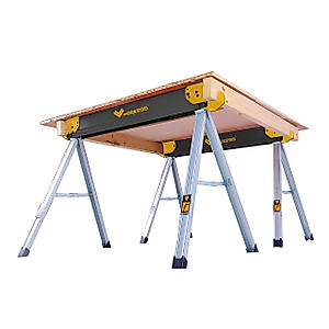 WORKESS Saw Horses 2 Pack Folding, Heavy Duty Sawhorse Table 2600 Lbs Load Capacity with 2x4 Support Legs, Portable Folding and Fast Open Legs and Easy Grip Handle for Woodworking.