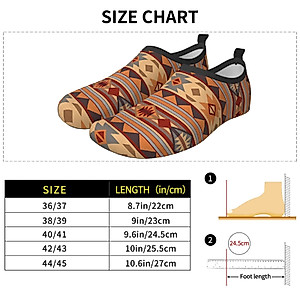 SWEET TANG Water Shoes Women's Men's Native Southwestern Design Tan Gray Brown American Outdoor Beach Swimming Aqua Socks Quick-Dry Barefoot Shoes Surfing Yoga Pool Exercise