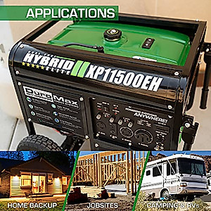 DuroMax XP11500EH Electric Start-Home Back Up & RV Ready, 50 State Approved Dual Fuel Portable Generator-11500 Watt Gas or Propane Powered, Green and Black
