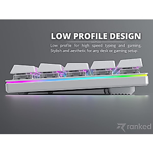 Ranked G65 Guardian 65% | Full Aluminum Frame | Ultra Slim Hot Swappable Mechanical Gaming Keyboard | 68 Keys Multi Color RGB LED Backlit for PC/Mac Gamer (White, Gateron Low Profile Brown)