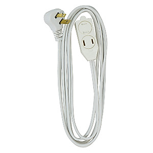 SlimLine 2235 Indoor Flat Plug Extension Cord, 3 Foot Cord, Right Angled Plug, 16 gauge, 3 Polarized Outlets, 125 Volts, Space Saving Design, Neutral White Color, UL and CUL Listed…