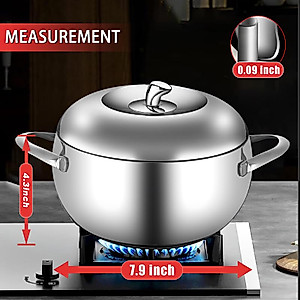 3 Quart Stainless Steel Stock Pot with Lid-Canning pot with Stainless Steel Lid, Induction Gas Ceramic Soup Pot