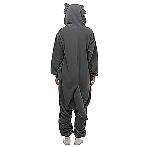 YAMENG Gray Wolf Onesie Adult For Women Men Animal Pajamas Cosplay Sleepwear Costume Cartoon Outfit（Large）