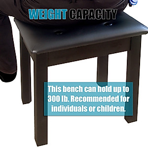 GLEAM Keyboard Bench - Padded Hardwood Piano Bench for Children or Single use with Storage Compartment