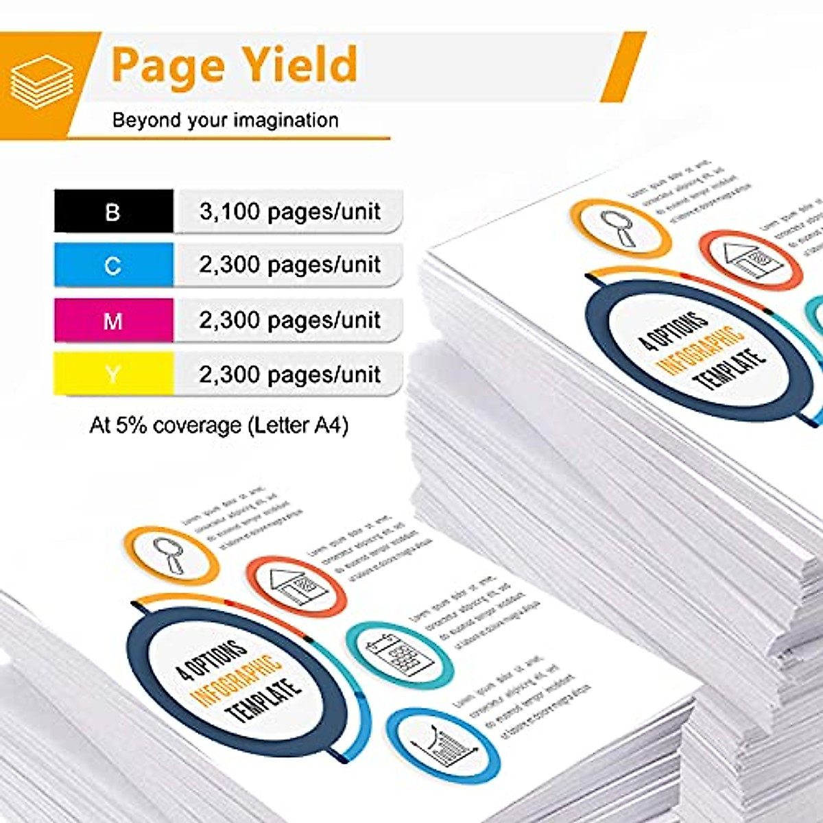 CMCMCM Compatible Toner Cartridge for Canon 054 054H CRG-054H Work for ImageClass MF644Cdw LBP622Cdw MF642Cdw MF640C LBP620 Printer (Black / Cyan / Yellow / Magenta)