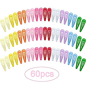 60Pcs Snap Hair Clips for Girls, Gingbiss 2 inch Silicone Coating Colorful Metal Hair Barrettes with Storage Case for Women Girls Kids, No Slip Hair Accessories for Hair, 10 Assorted Colors