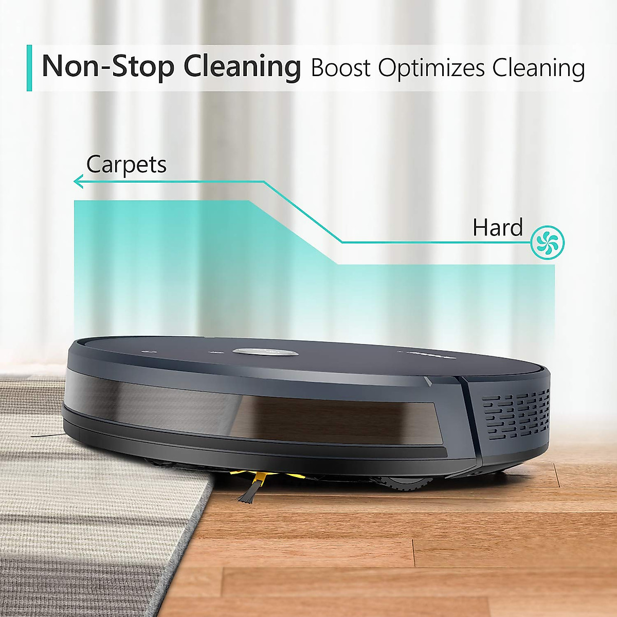 OPODEE Robotic Vacuum Cleaner, with 1800Pa Ultra Strong Suction, Pet Hair Cleaning, Smart Path Mapping, Self-Charging Sweeper, 2 Boundary Strips, Automatic Robot for Hard Floor, Low-Pile Hard Carpets