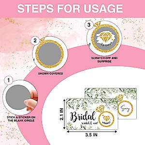 Bridal Shower Scratch Off Game Cards - Glitter Diamond Ring - Greenery Eucalyptus Wedding Shower Ideas - Bride Shower Party Activities & Supplies - Bachelorette Party Decoration - 50 Pack(05)