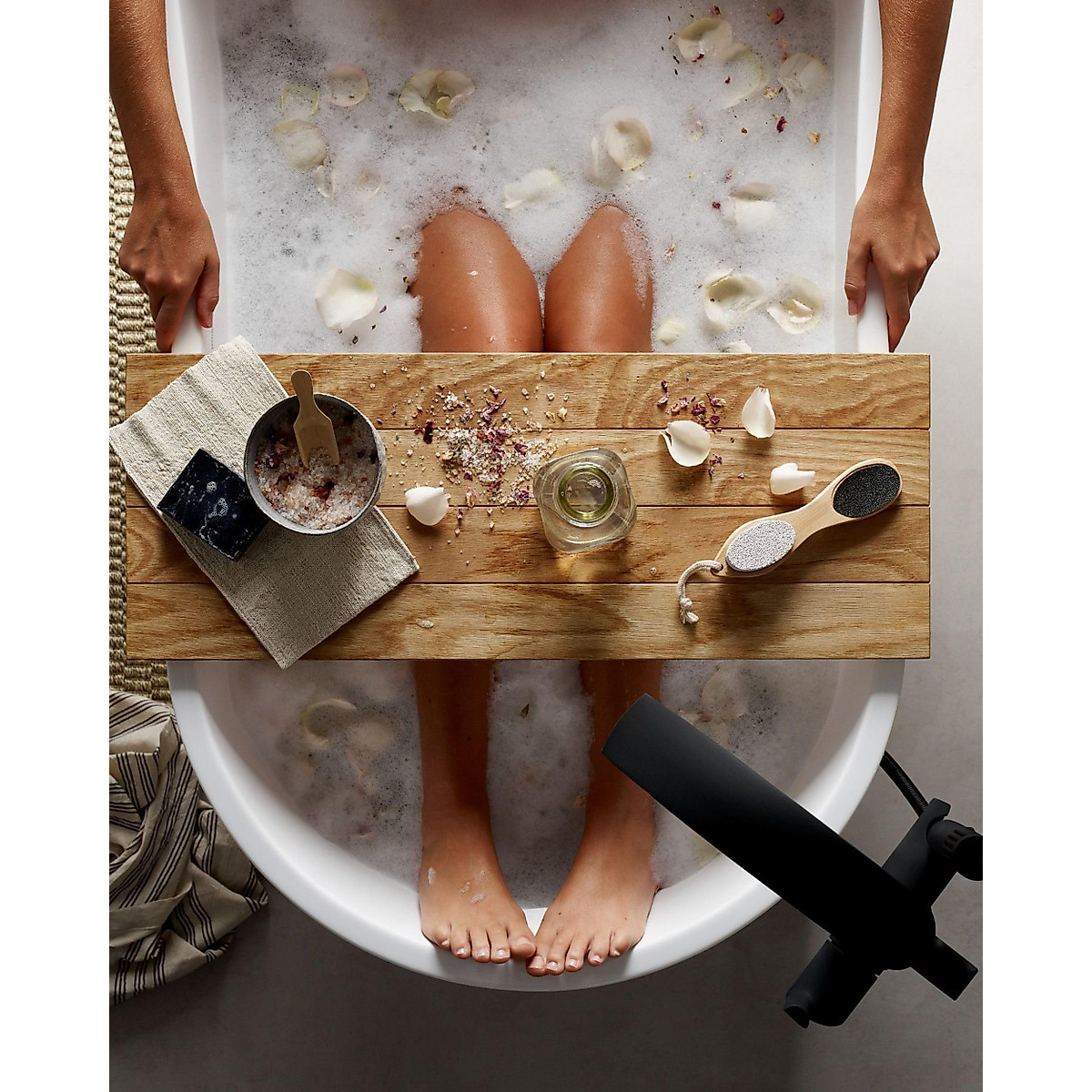 Moen Doux Matte Black One-Handle Freestanding Floor Mount Bathtub Filler with Handshower, Free Standing Tub Faucet, S3105BL