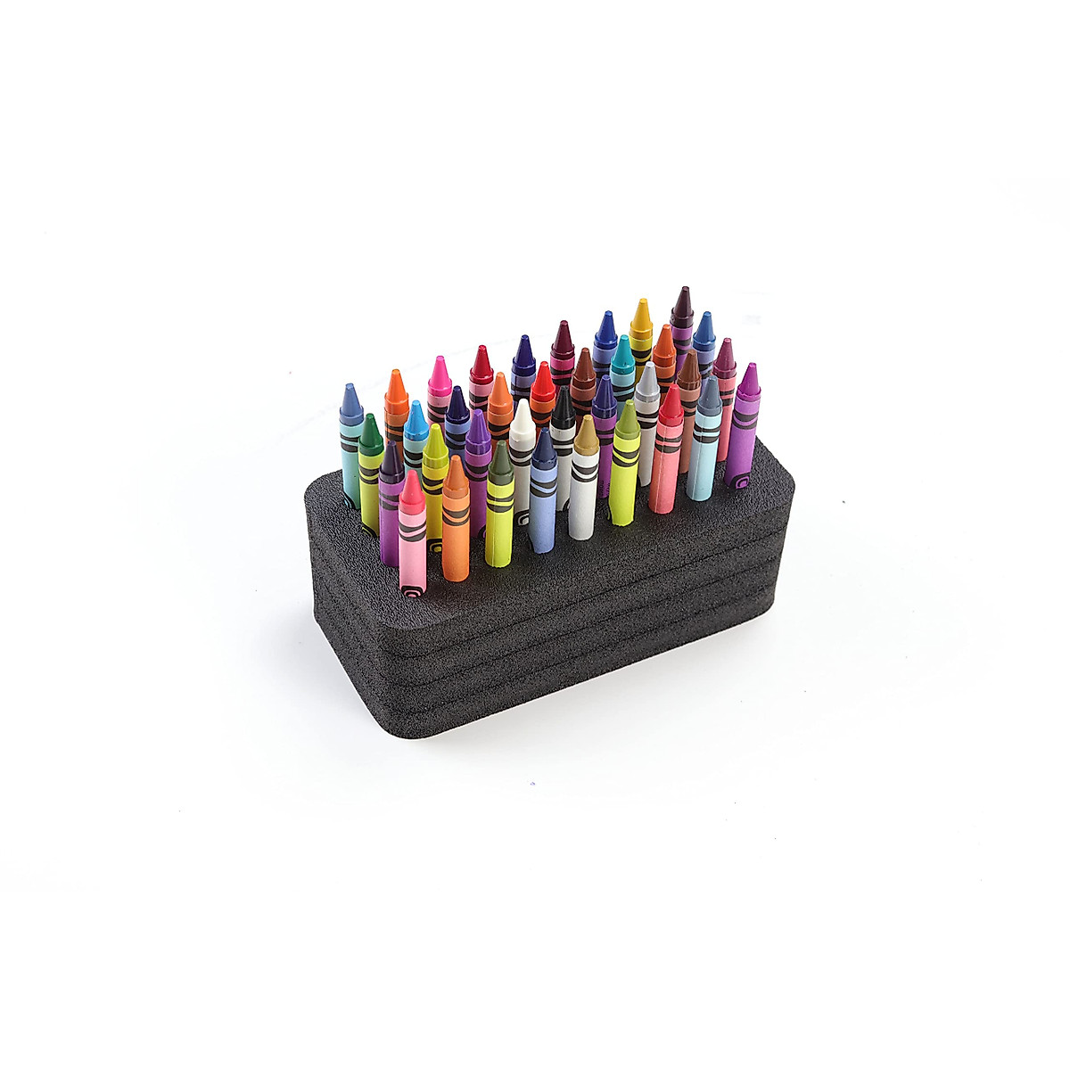 Polar Whale 4 Crayon Desk Stand Organizers Compatible with Crayola and Others Design Storage Tray Supply Non-Scratch Non-Rattle Washable Durable Black Foam Each Holds 36