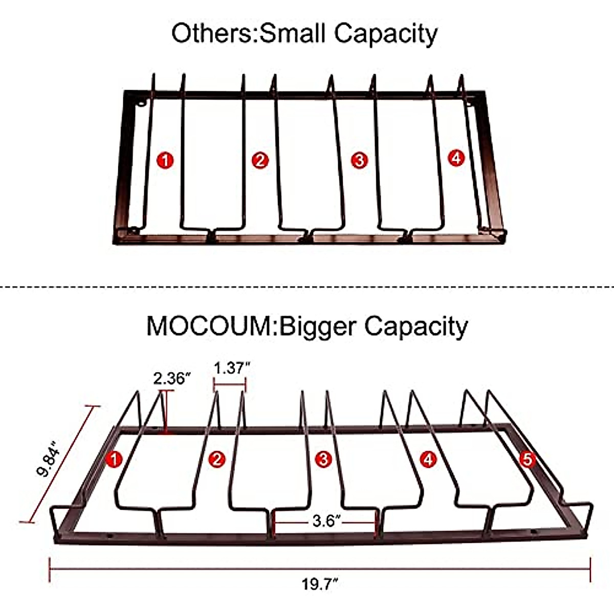 Wine Glass Shelf, Upside-down Home Goblet Iron Art Shelf, Wine Glass Hanging Storage Rack(Brown, 5 Rows 1 Pack)