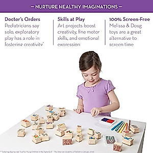 Melissa & Doug Deluxe Wooden Stamp Set: Animals - 30 Stamps, 6 Markers, 2 Stamp Pads - Kids Art Projects, With Washable Ink, Wooden Animal Stamps For Ages 4+