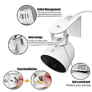 360 Degree Flexible Adjustment Wall Mount Holder Compatible with Google Nest Cam 2nd Generation,Metal Outdoor Wall Bracket Mounting Kit Camera Accessories fit for Google Nest Cam - White