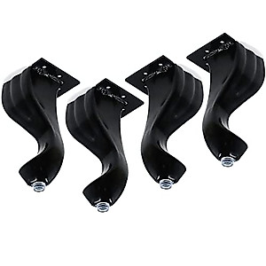 FarBoat 4Pcs Sofa Legs 5.6inch Height Metal Cabinet Leg Table Feet Furniture Support Iron Replacement Parts Decorative Elegant with Mounting Screws(Black)