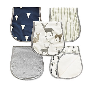 Baby Burp Cloths for Newborn Infant 100% Organic Cotton Ultra Absorbent and Soft Milk Spit Up Rags Baby Washcloths Burping Bibs Keep Clothes Dry 3 Layers for Unisex Boys and Girls Sets of 5 Pack…