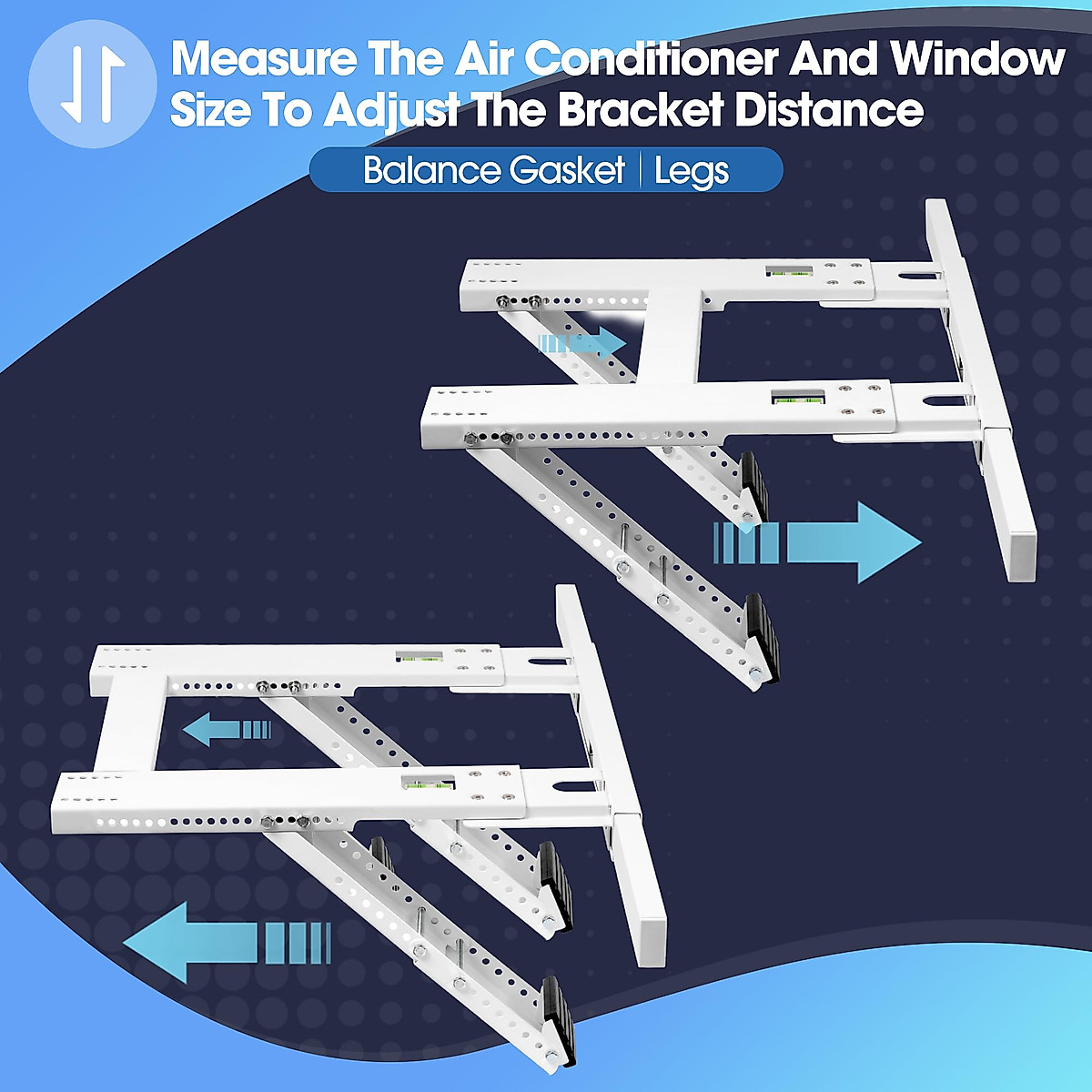 getlstub Air Conditioner Support Bracket, Adjustable Window AC Bracket, No Drilling, Heavy Steel Air Conditioner Stand Fit Most Single or Double-Hung Windows, Hold Up to 220lbs