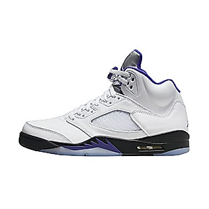 Nike Men's Air Jordan 5 Retro Sneaker, White/Dark Powder Blue/Black, 9