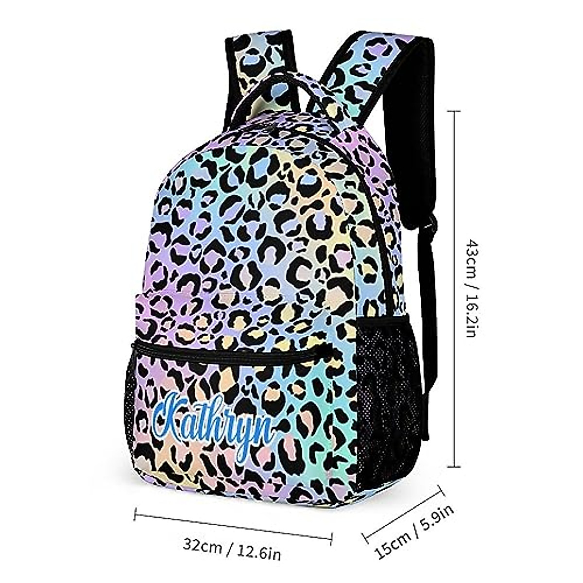 Sanley Personalized Leopard Print Backpack Set with Name 3-in-1 Backpack Set with Lunch Bag Pencil Case Custom Cute Leopard Backpack Set Large Capacity Backpack,Style 11