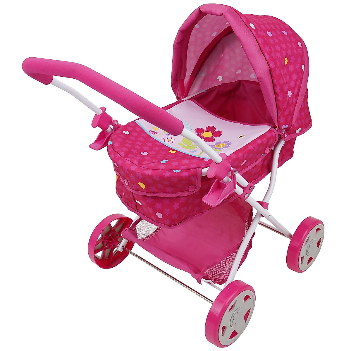 509 Crew Garden Pram N Doll Set - 14" Baby Doll & Folding Pram Set, Kids Pretend Play, Ages 3+