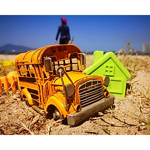 DS. DISTINCTIVE STYLE Handcrated Metal School Bus Retro Classic Vehicle Desk Decor