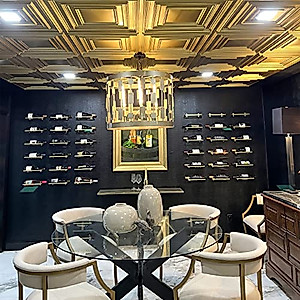 Schoolhouse-Faux Tin Ceiling Tile - Antique Brass 25-Pack