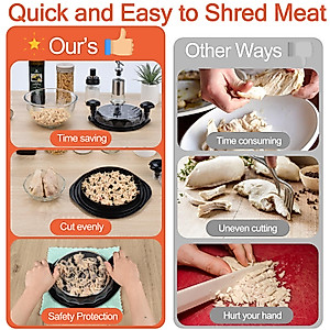 Chicken Shredder,Chicken Shredder Tool Twist Large Meat Shredder with Clear Cover and Non-Skid Base, Ergonomic Handle,Dishwasher Safe,Equipped with Pad Cloth and Brush (Black Chicken Shredder)