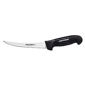 Dexter Russell SG131-6B-PCP SofGrip (24003B) Boning Knife, 6", Narrow, Curved, DEXSTEEL Stain-Free, high-Carbon Steel, Non-Slip, Black, Soft Rubber Grip Handle, Perfect Cutlery Packaging