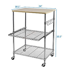 Wire Shelving Unit Adjustable Steel Wire Rack Chrome, Heavy Duty Storage Shelving Unit On 4'' Wheel Casters, Metal Organizer Wire Rack,for Garage Kitchen Living Room (3 Tier - 24W x 18.1D x 33.5H)