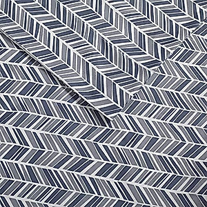 Madison Park - MPE20-469 Essentials Sheet Set Printed Ultra Soft, Full, Navy