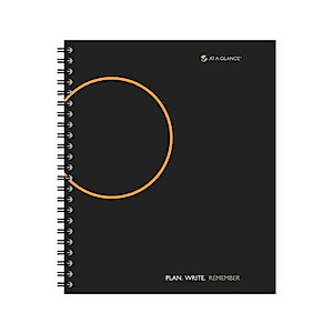 AT-A-GLANCE Planning Notebook Lined with Calendar, 12-Months from Jan-Dec, 9-1/4 x 11 Inches, Black (AAG70620905)